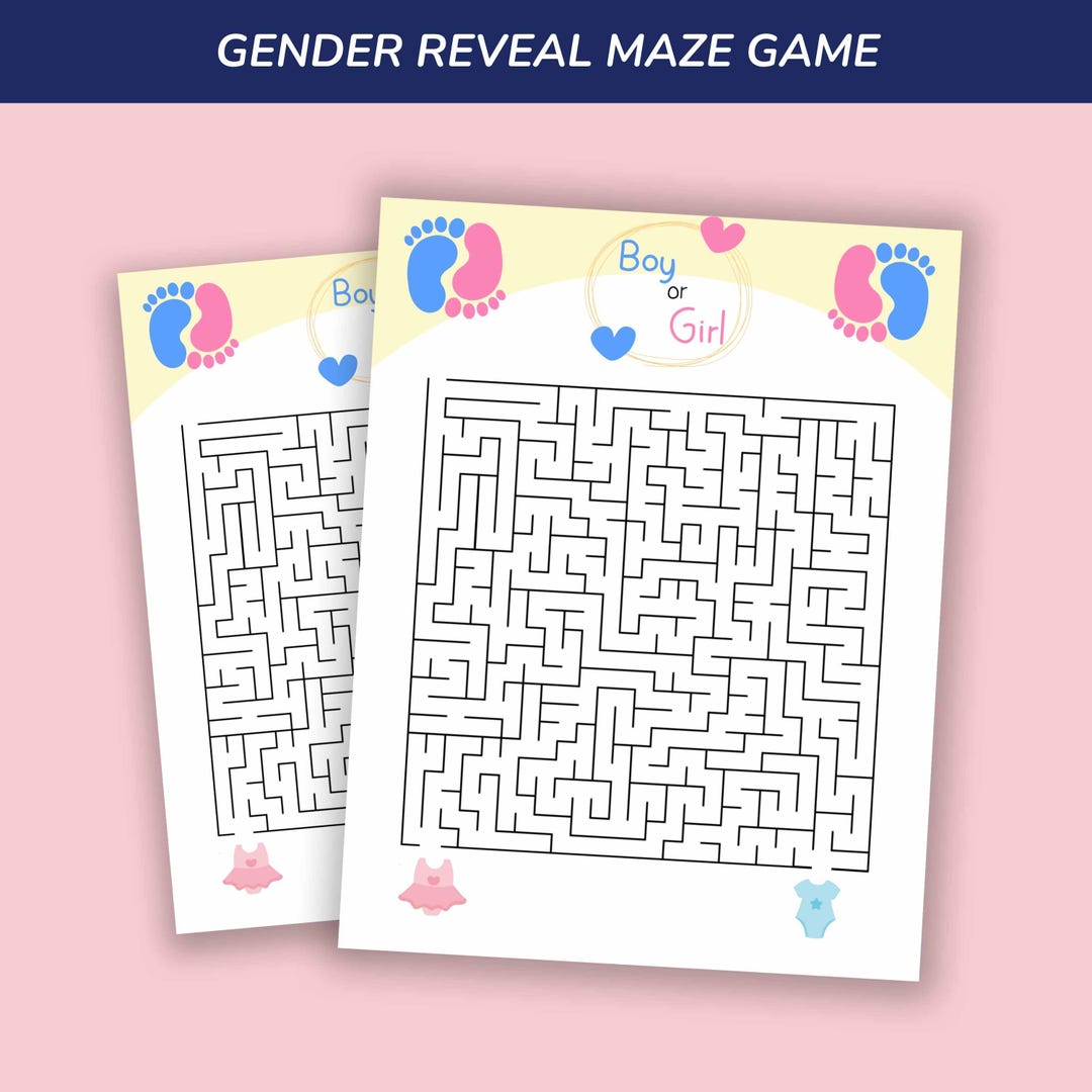 Printable Gender Reveal Maze Game | Interactive Baby Announcement (PDF ...