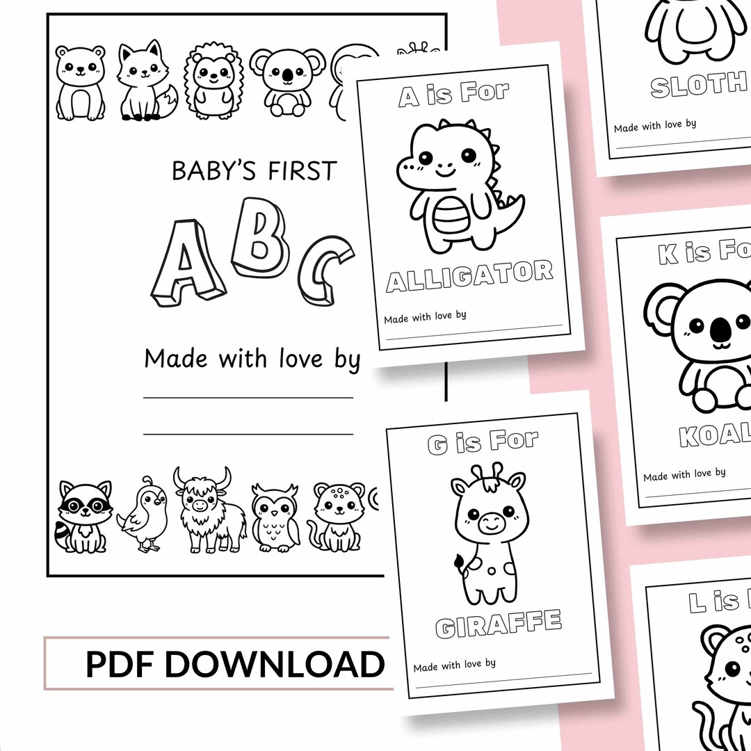 ABC Animal Coloring Book | Baby Shower Activity (digital Download) - Etsy