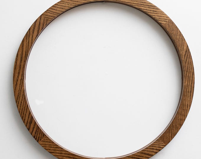 Round Oak Stained Glass Frame, Handmade and Double Sided, Dark Brown ...