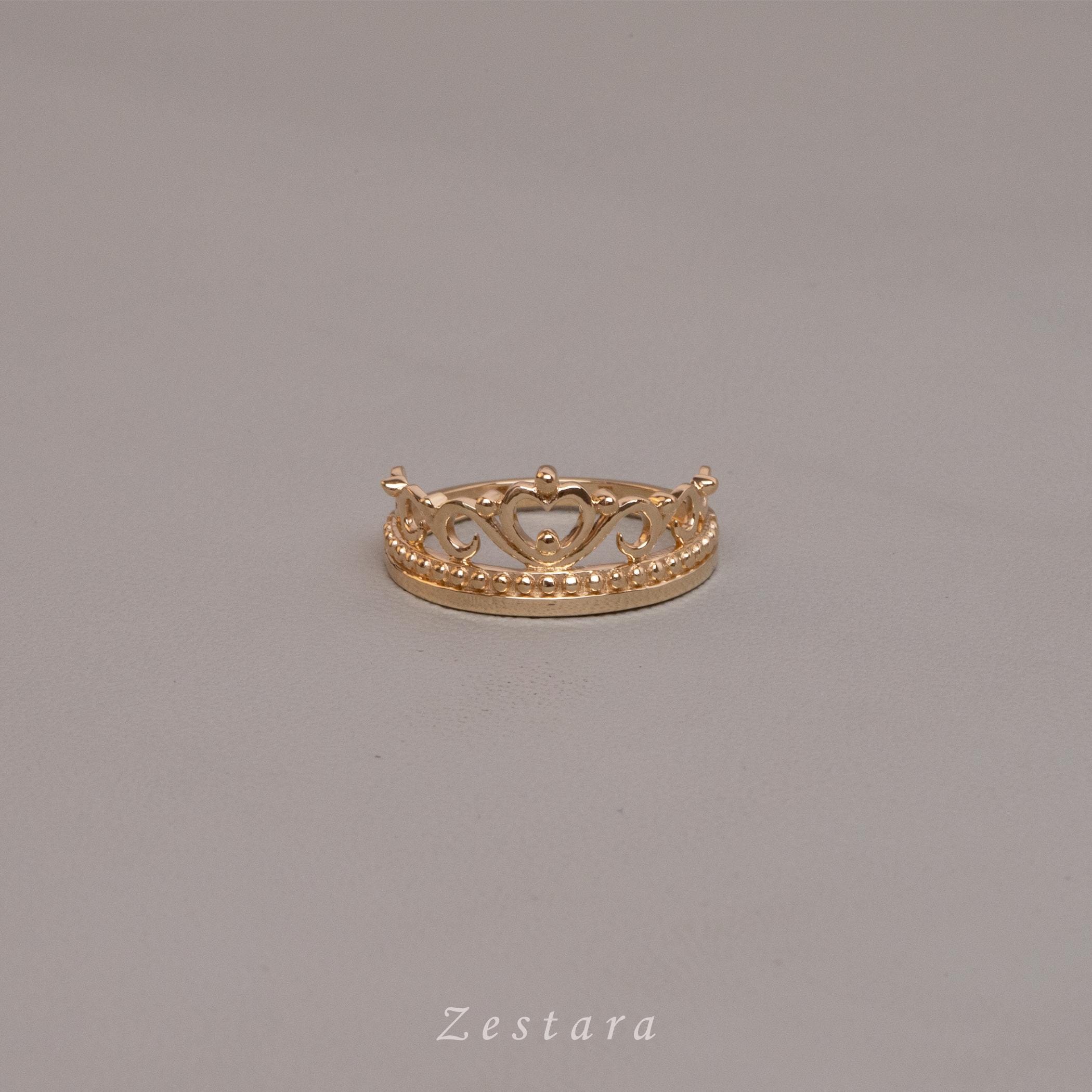 Royal Crown Ring in Gold – Queen Tiara Jewelry, Elegant Statement Ring ...