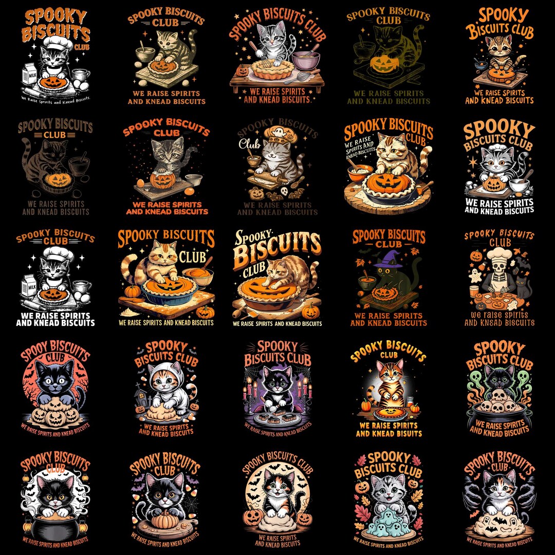 Spooky Biscuits Club Cat PNG, Funny Halloween Baking Meme Clipart, Cute ...