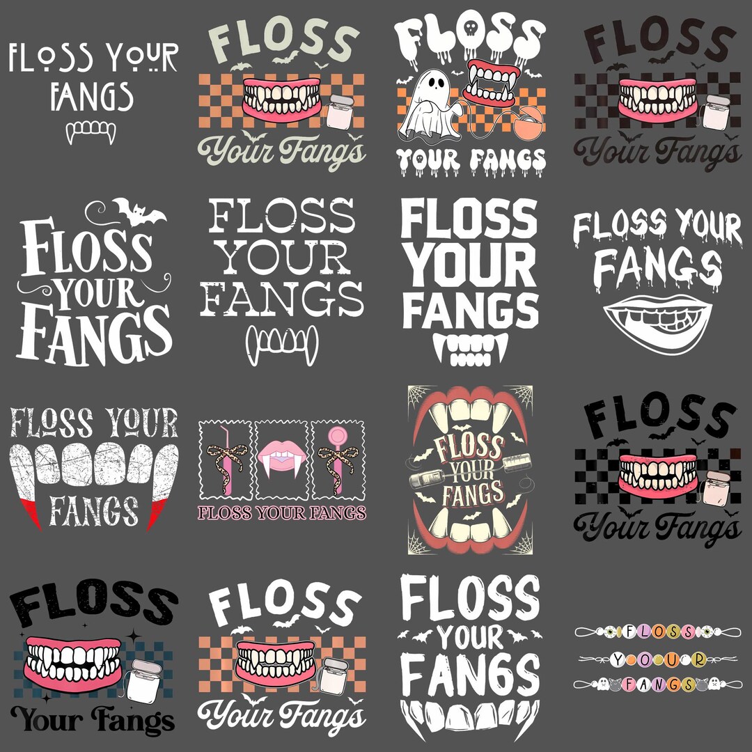 Floss Your Fangs PNG – Funny Dentist Halloween Clipart, Sarcastic ...