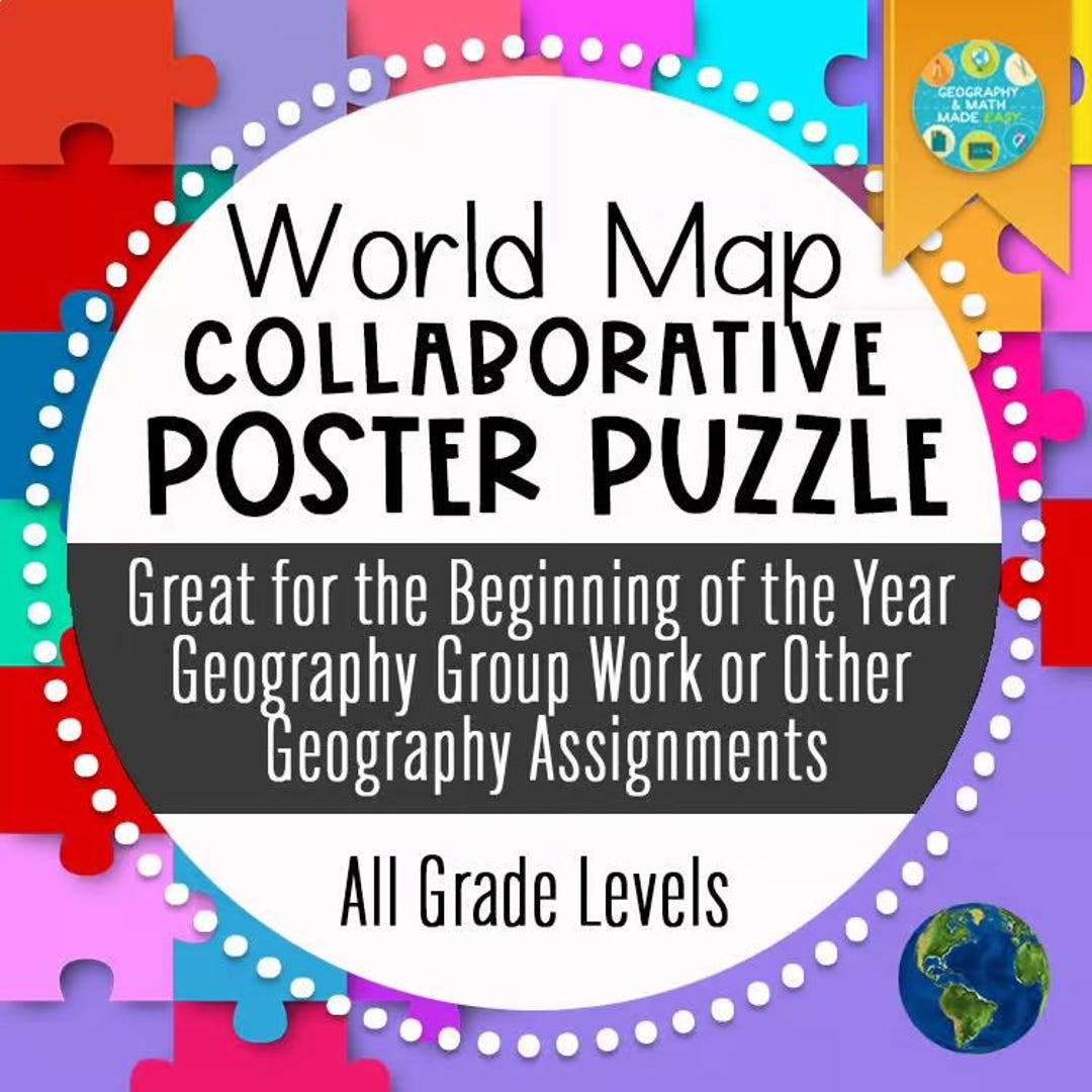 World Map Collaborative Poster Puzzle | Geography Activity, All Grade ...