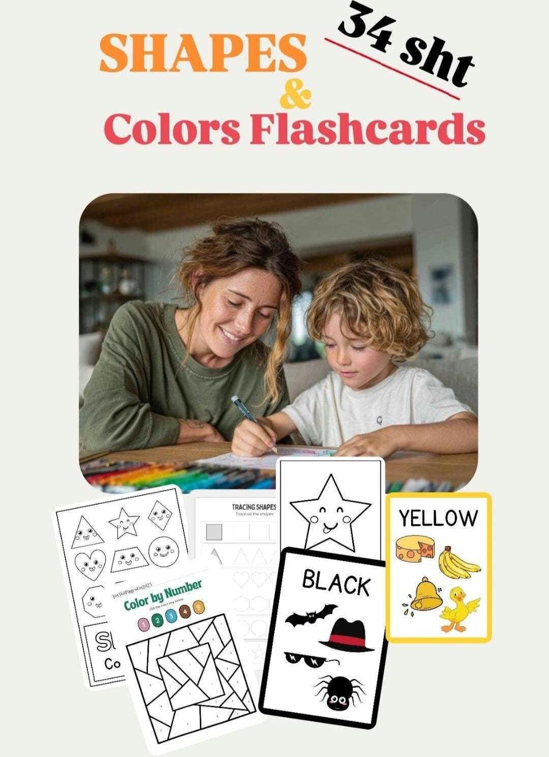 Shapes and Colors Flashcards | Montessori Preschool Learning Cards ...