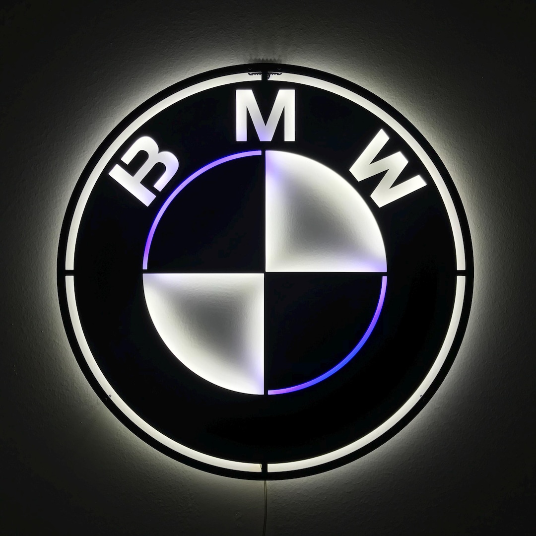 Metal LED BMW Logo Sign, BMW Amblem Gift for Him, Mancave Garage Decor ...