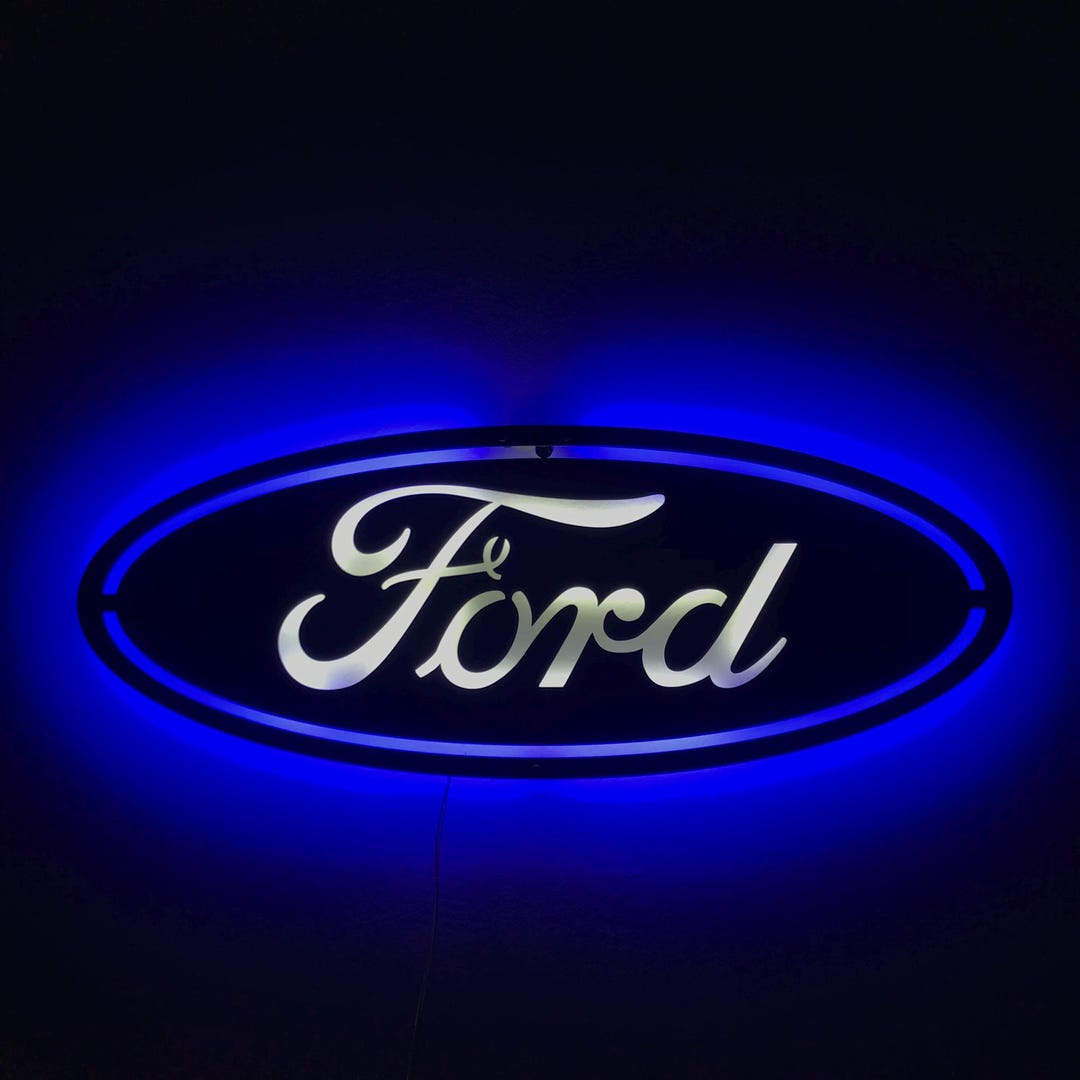 Metal LED FORD Logo Sign, Ford Amblem Gift for Him, Mancave Garage ...