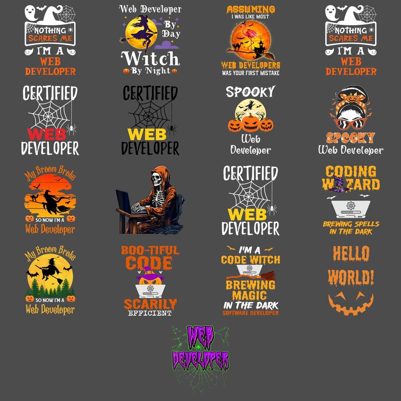 Web Developer PNG, Funny Halloween Spider Clipart, Spooky Coding ...
