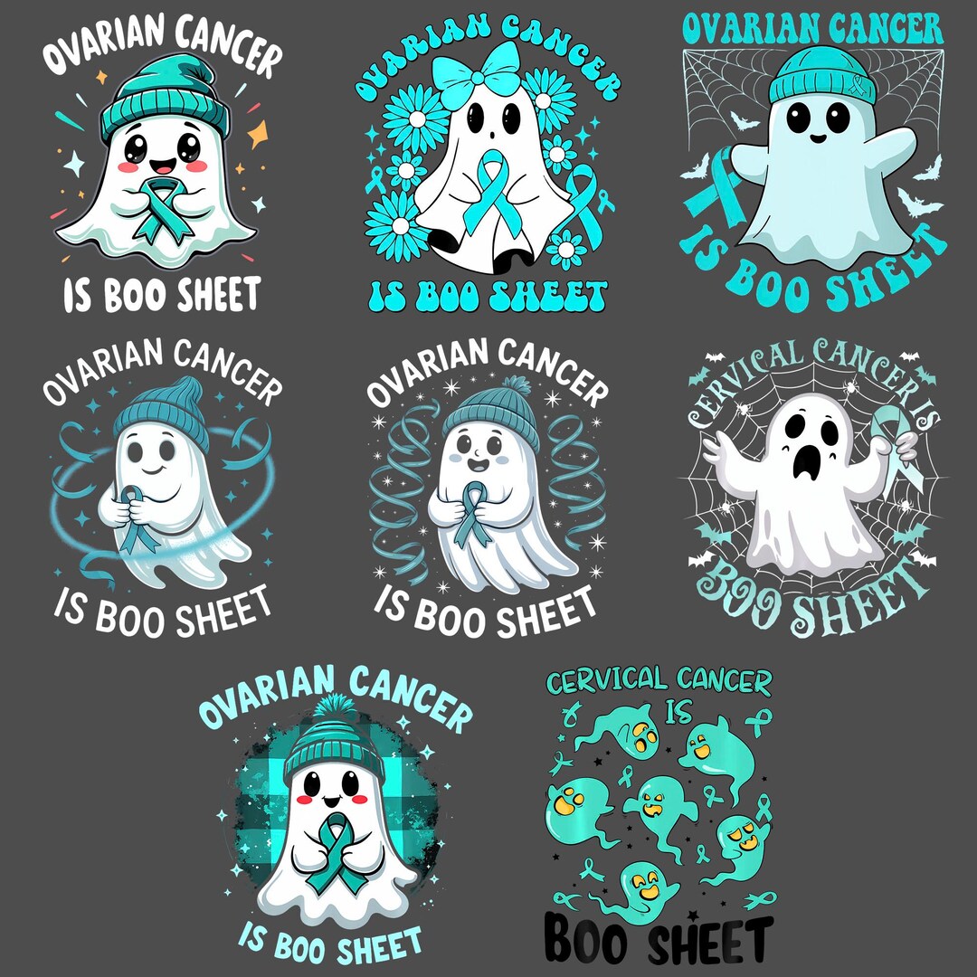 Ovarian Cancer Boo Sheet PNG, Funny Ghost Teal Ribbon Awareness Clipart ...