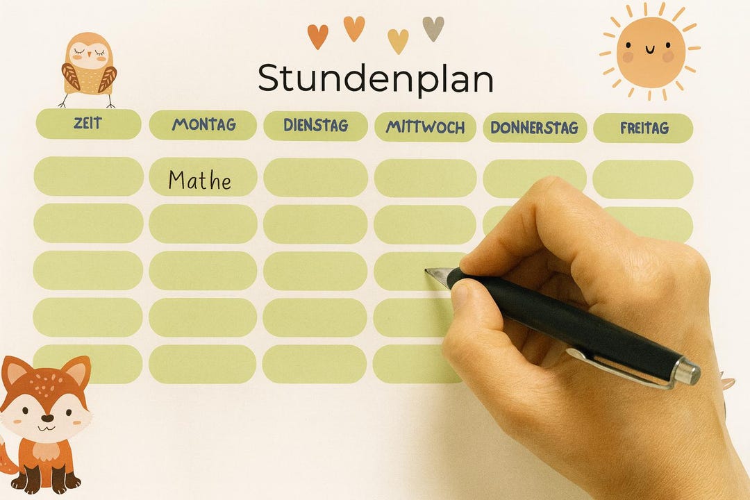 Stundenplan zum Ausdrucken | Kinder Stundenplan Vorlage A4 | Schulplan ...