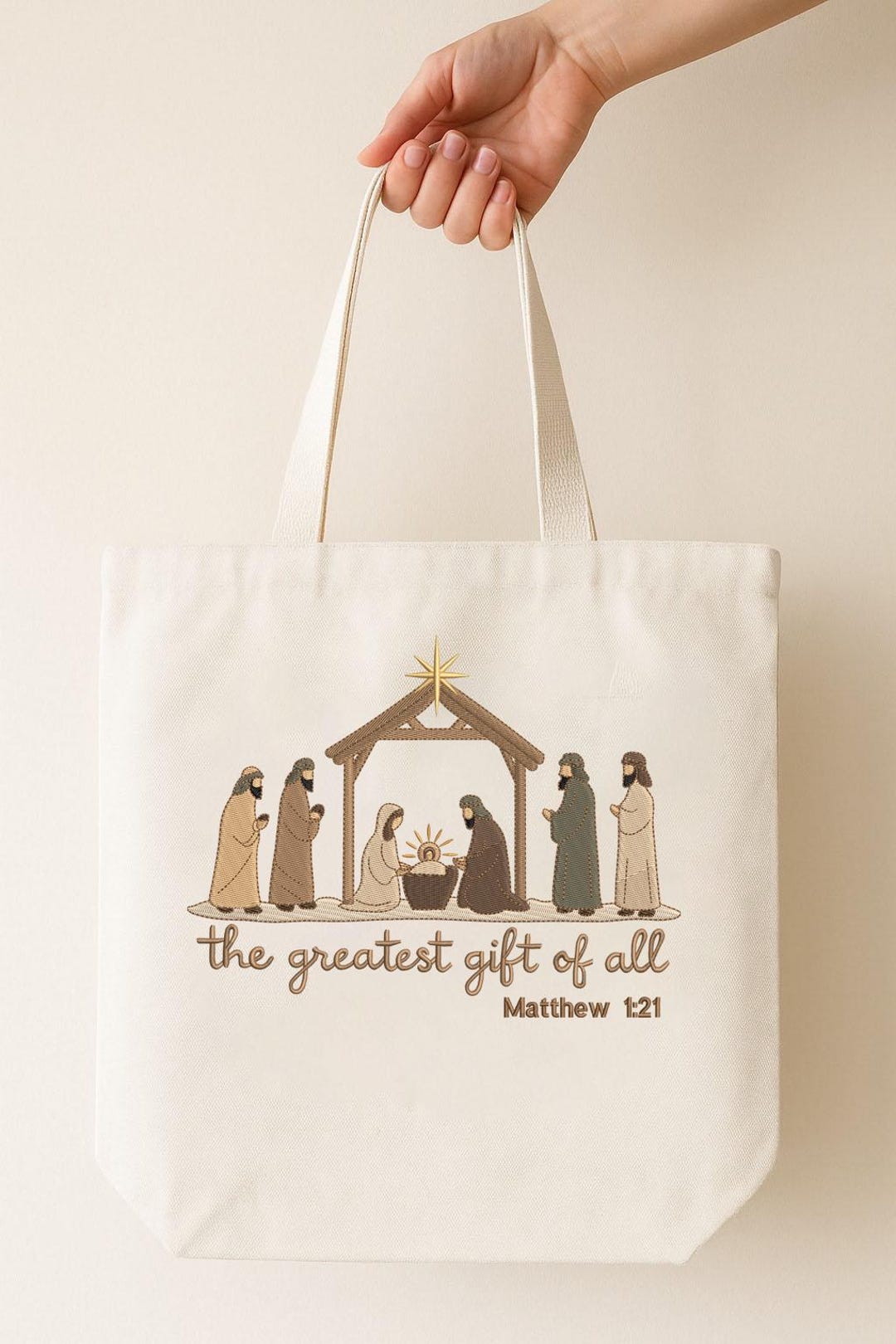 Nativity Embroidery Design, the Greatest Gift of All Matthew 1:21 ...