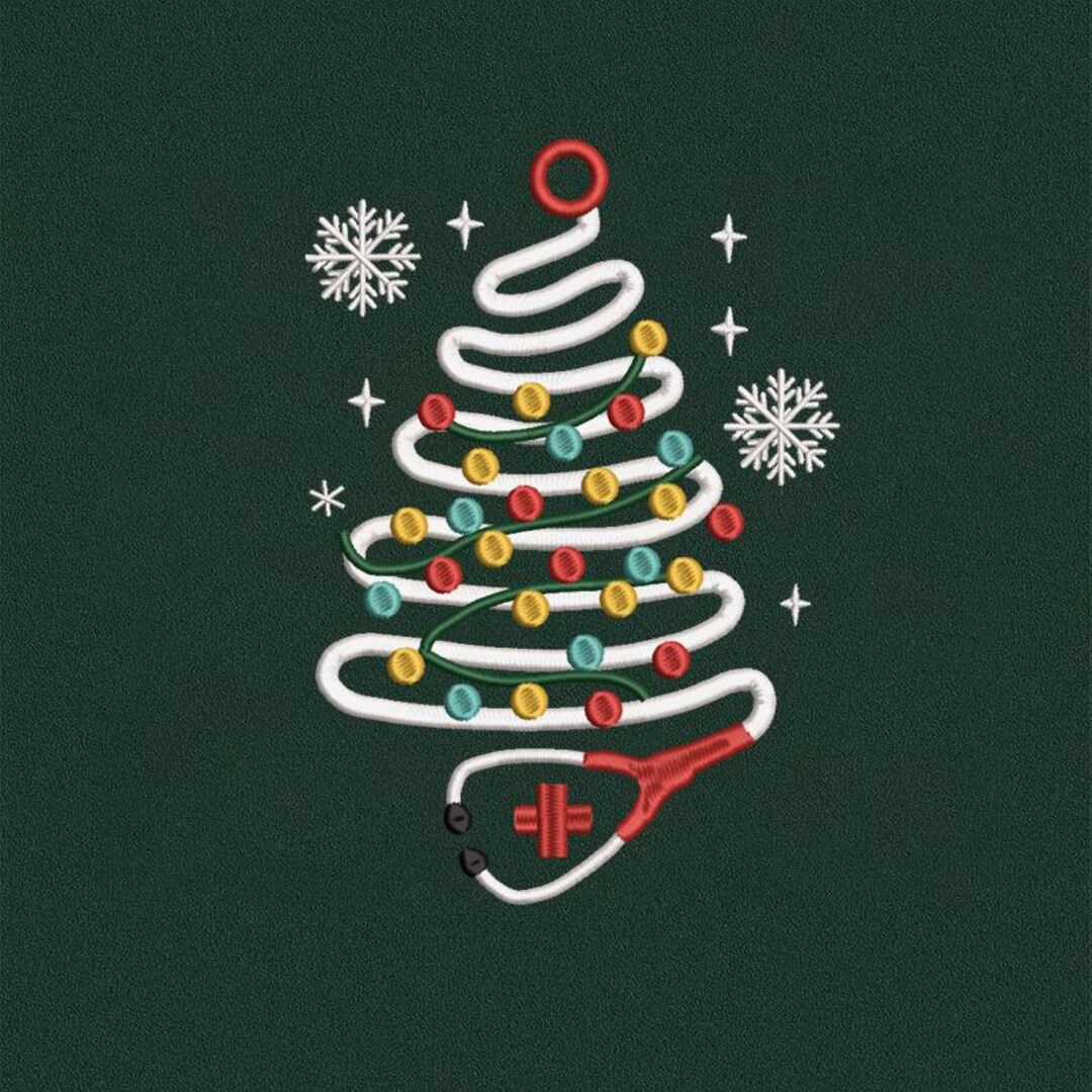Medical Christmas Tree Embroidery Design, Nurse Doctor Stethoscope Xmas ...