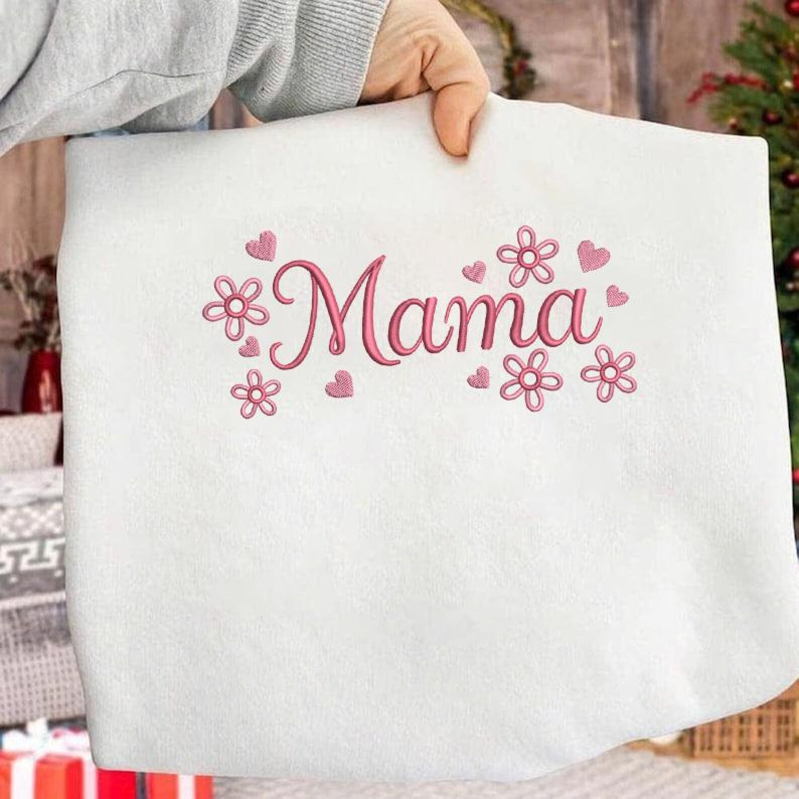Mama Embroidery Design, Floral Mama Script Pattern, Cute Mom Heart ...