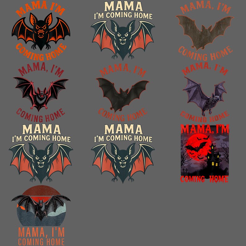 Mama I’m Coming Home PNG, Funny Bat Halloween Clipart, Spooky Sarcastic ...