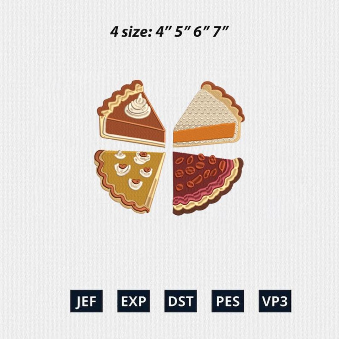 Fall Pie Slice Embroidery Design Set | Pumpkin, Pecan, Sweet Potato ...