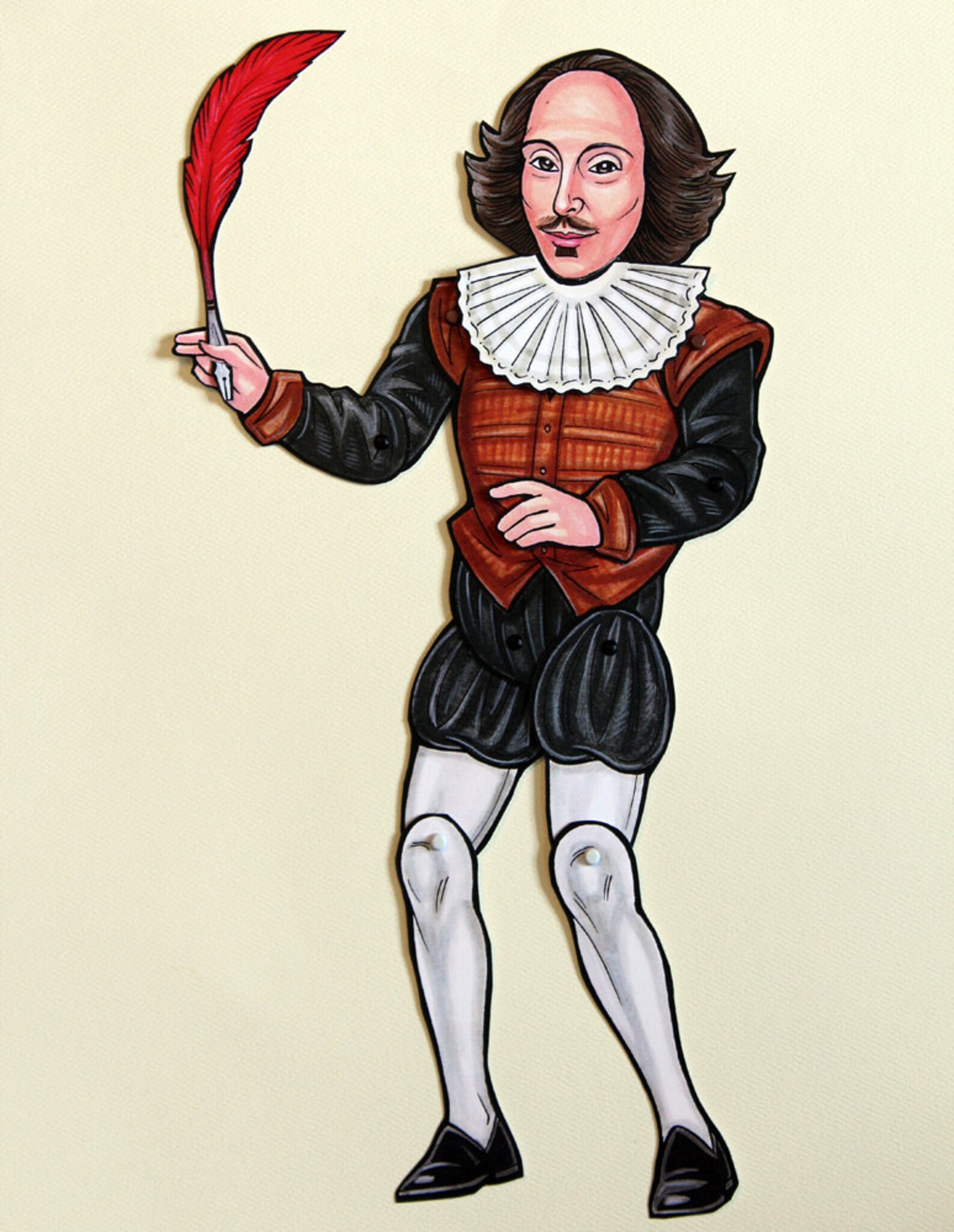 Shakespeare Articulated Paper Doll With Quill and Detachable - Etsy