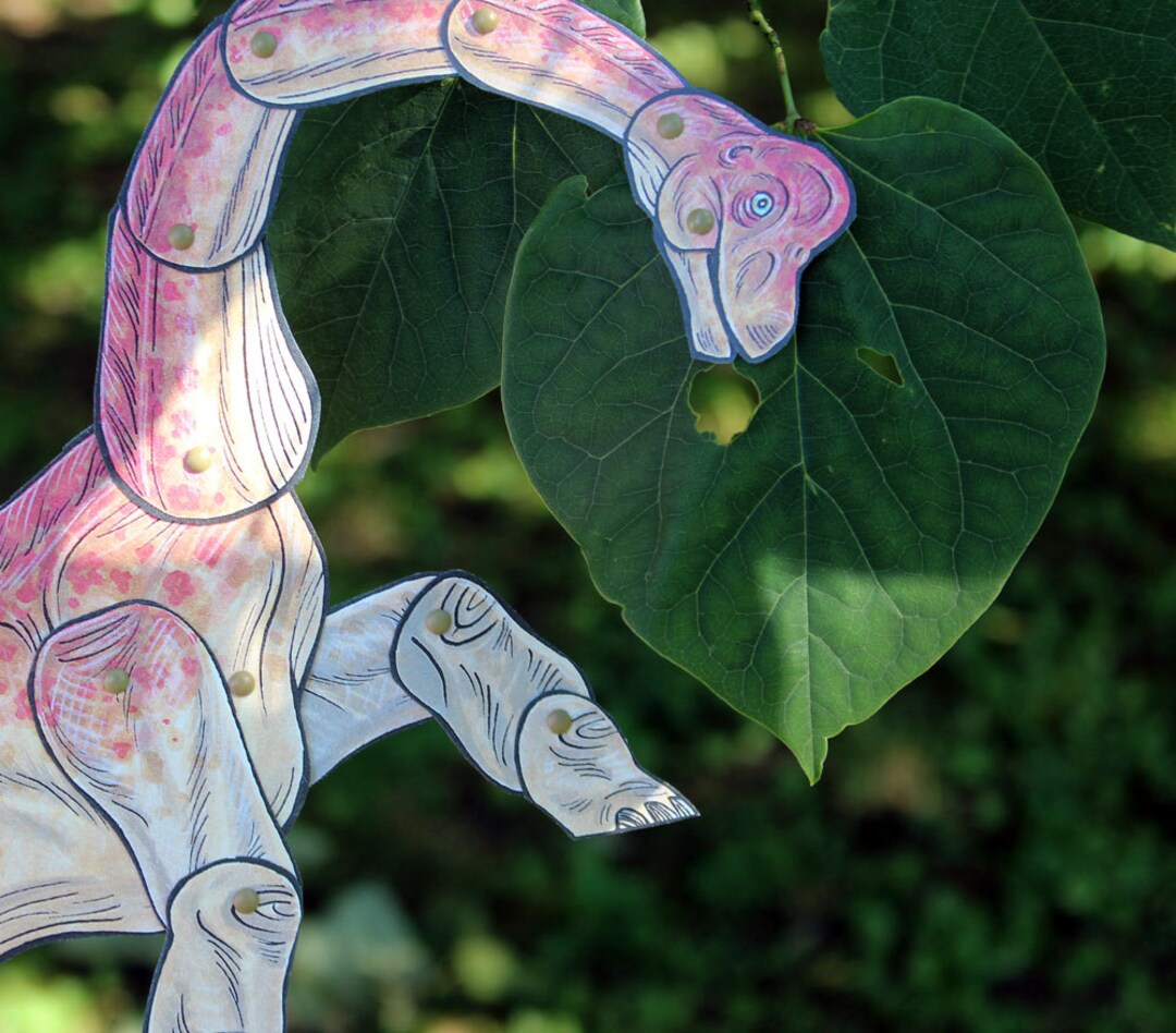 Brontosaurus Dinosaur Articulated Paper Doll, Jointed Sauropod ...