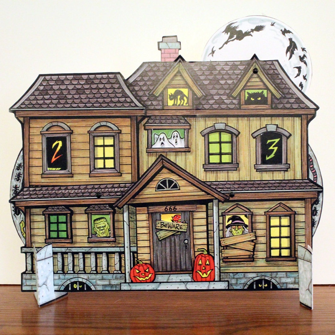 Halloween Countdown Advent Calendar Haunted House With - Etsy