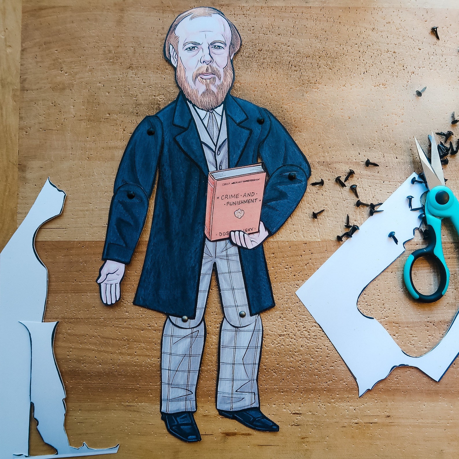 Fyodor Dostoevsky Jointed Art Print Articulated Paper Doll - Etsy