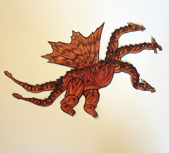 King Ghidorah Articulated Ghidrah Paper Doll | Etsy