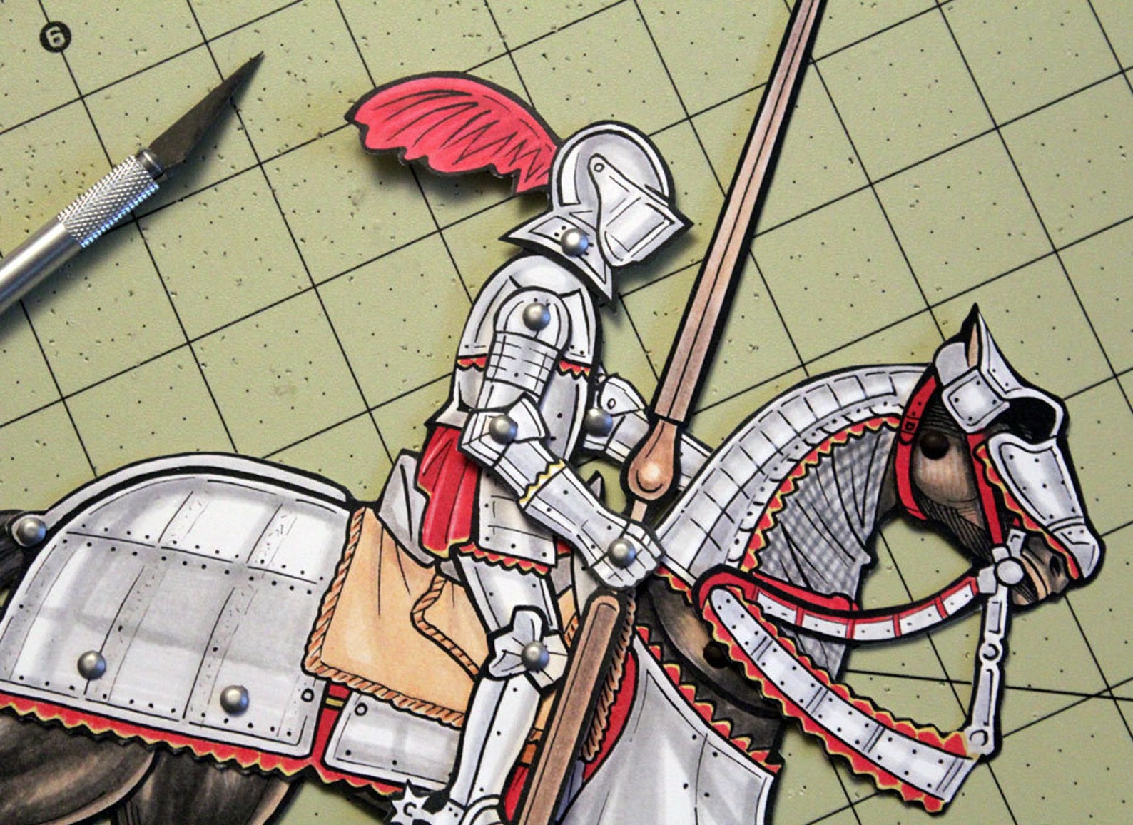 Armored Knight on Horse Paper Doll Articulated Medieval - Etsy