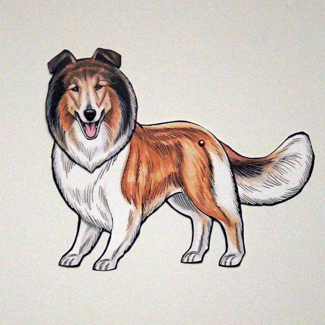 Collie Articulated Paper Doll, Gift Tag or Magnet - Etsy
