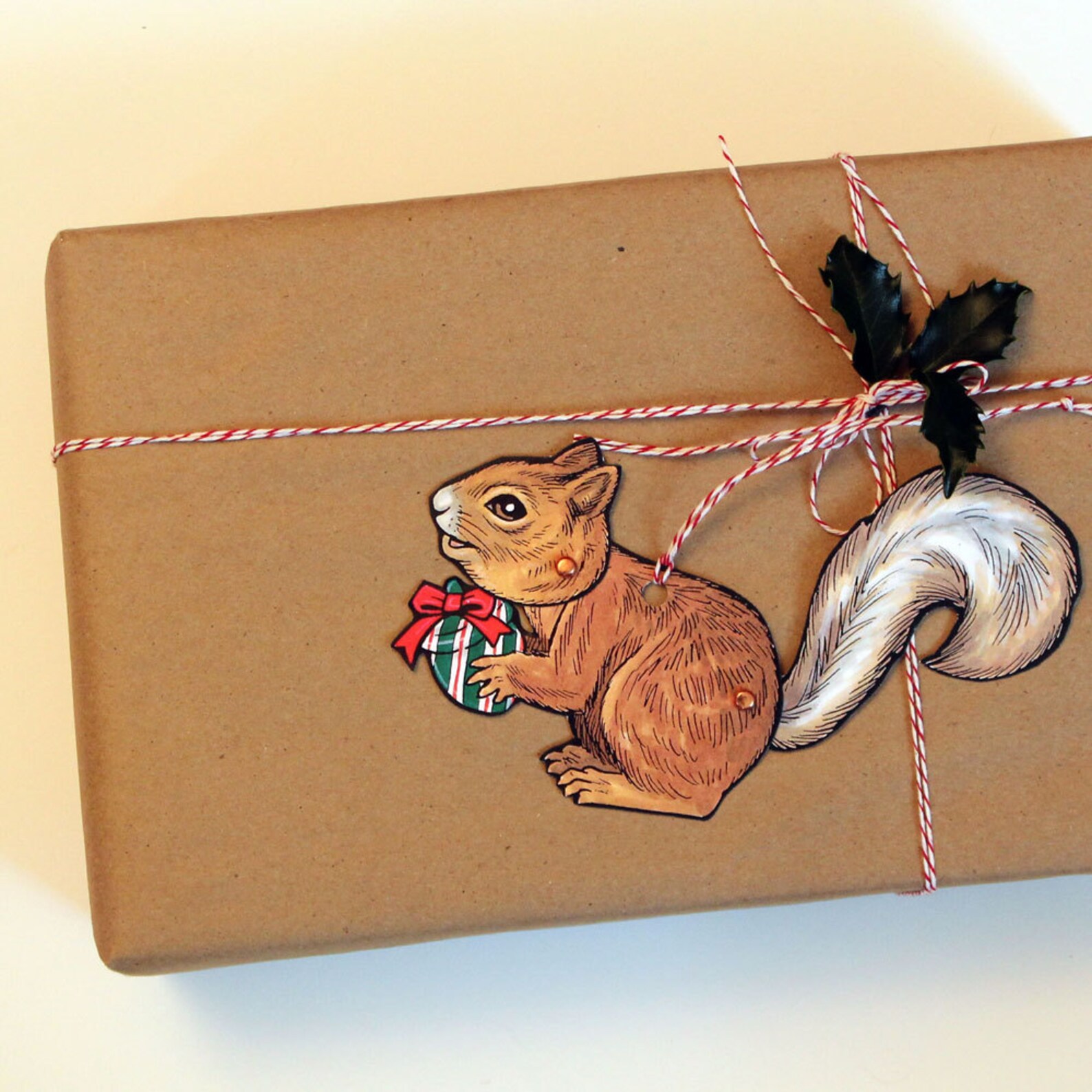 Squirrel Jointed Gift Tag or Christmas Ornament, Mini Woodland Animal ...