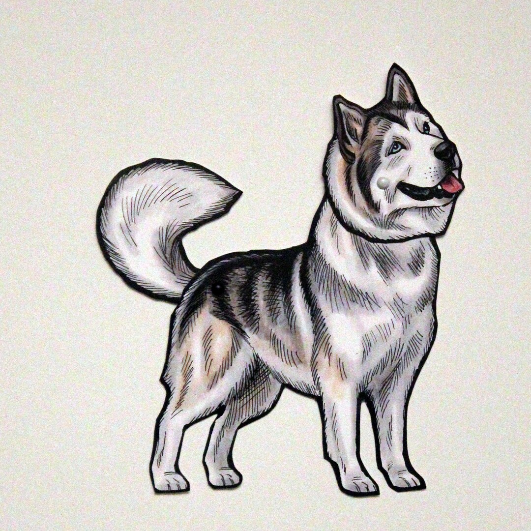 Siberian Husky Articulated Paper Doll, Gift Tag or Magnet - Etsy