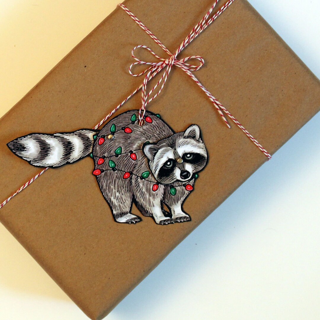 Raccoon Jointed Gift Tag or Christmas Ornament Mini Woodland - Etsy