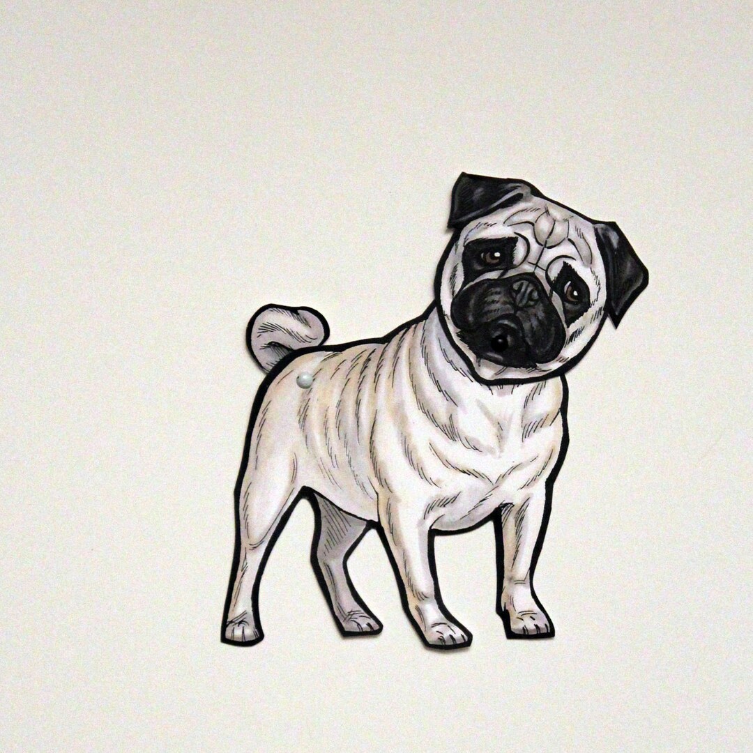 Pug Articulated Paper Doll, Gift Tag or Magnet - Etsy