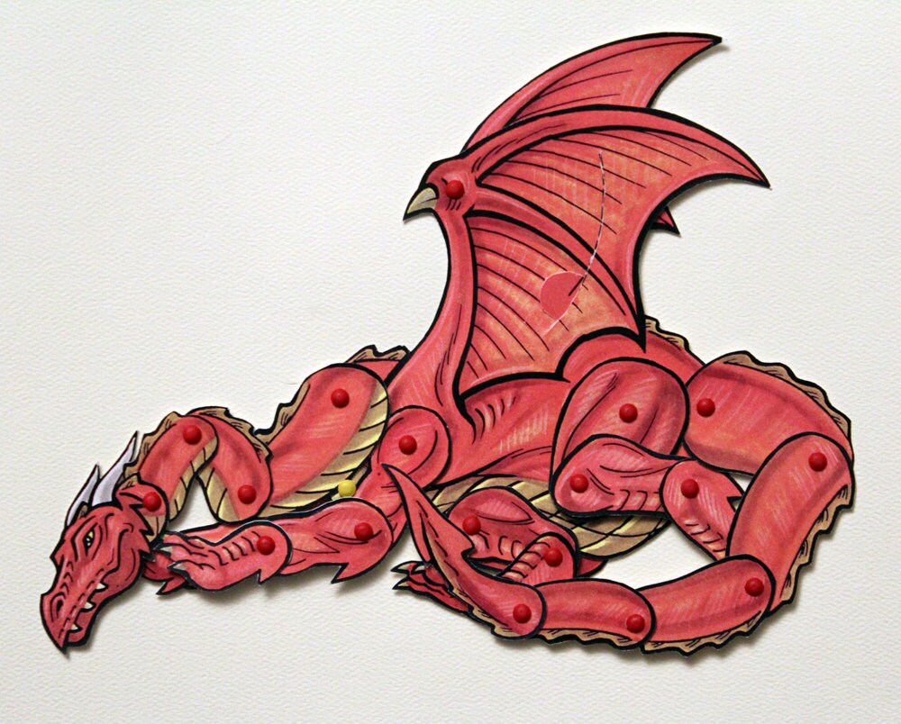 Dragon Paper Doll Red Fantasy Dragon Articulated | Etsy