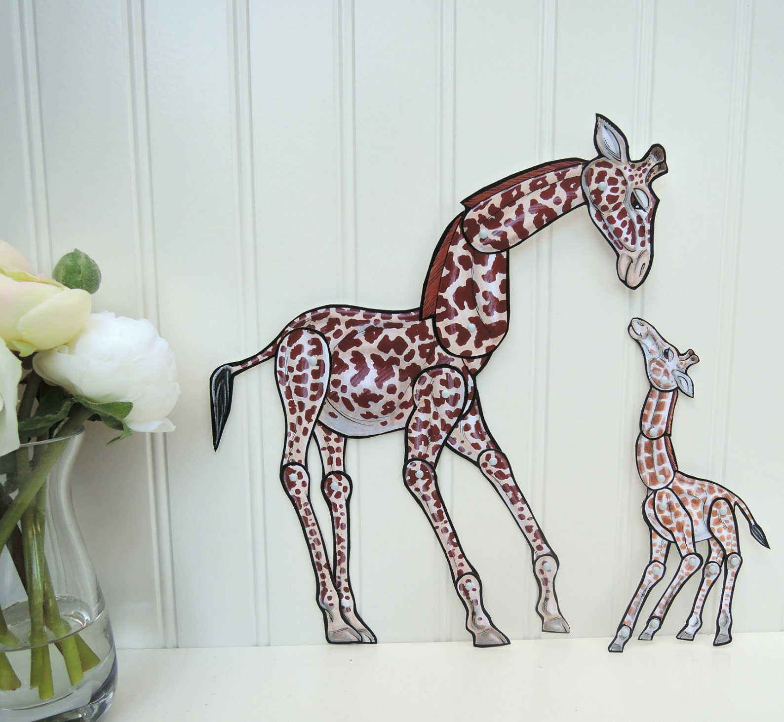 Giraffe and Baby Articulated Paper Dolls Nursury Decor Art - Etsy