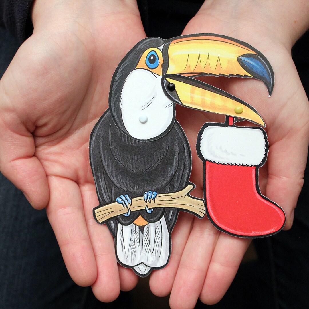 Toucan Jointed Gift Tag or Christmas Ornament, Mini Rainforest Animal ...