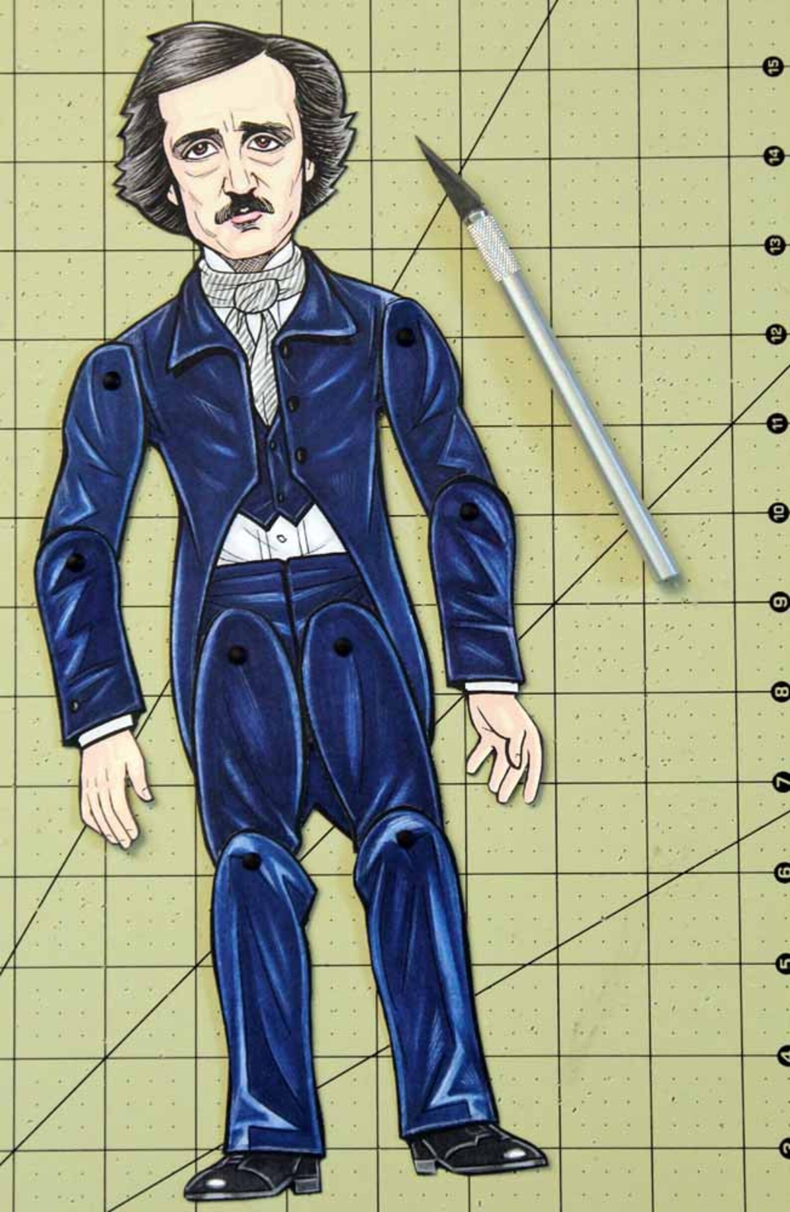 Edgar Allan Poe Articulated Paper Doll With 4 Mini Scenes the Raven ...