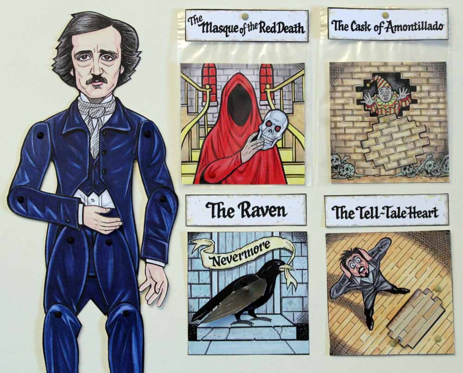Edgar Allan Poe Articulated Paper Doll With 4 Mini Scenes the Raven ...