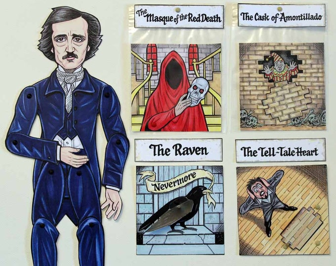 Edgar Allan Poe Articulated Paper Doll With 4 Mini Scenes - the Raven ...