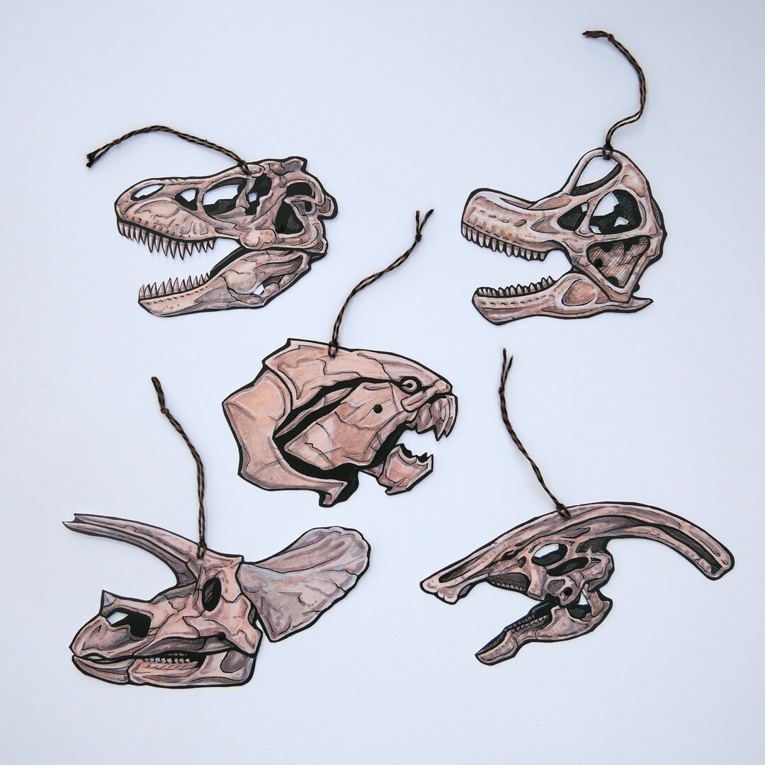 Dinosaur Skull Jointed Gift Tags Set, Mini Fossil Paper Doll Skulls - Etsy