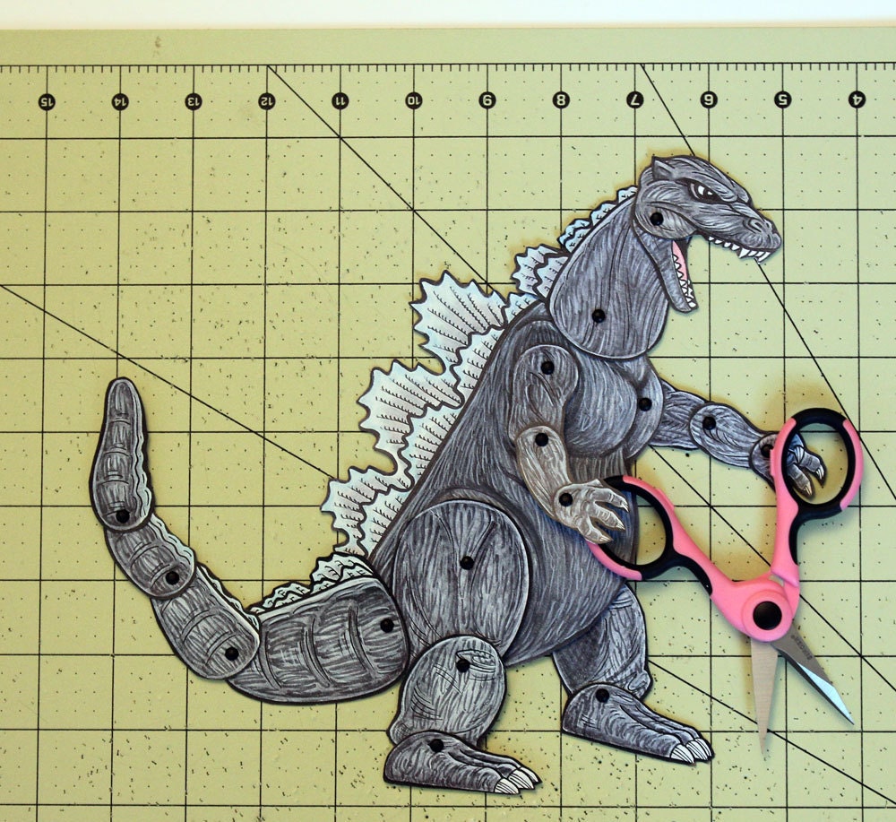 Godzilla Articulated Paper Doll | Etsy