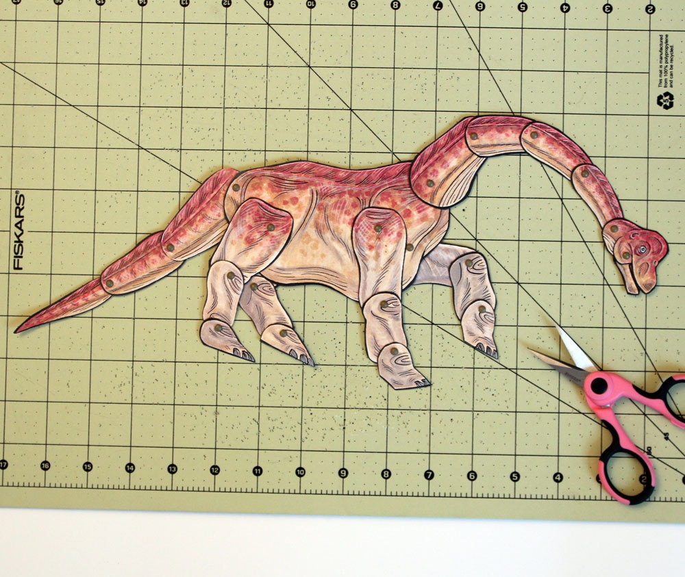 Brontosaurus Dinosaur Articulated Paper Doll Jointed | Etsy