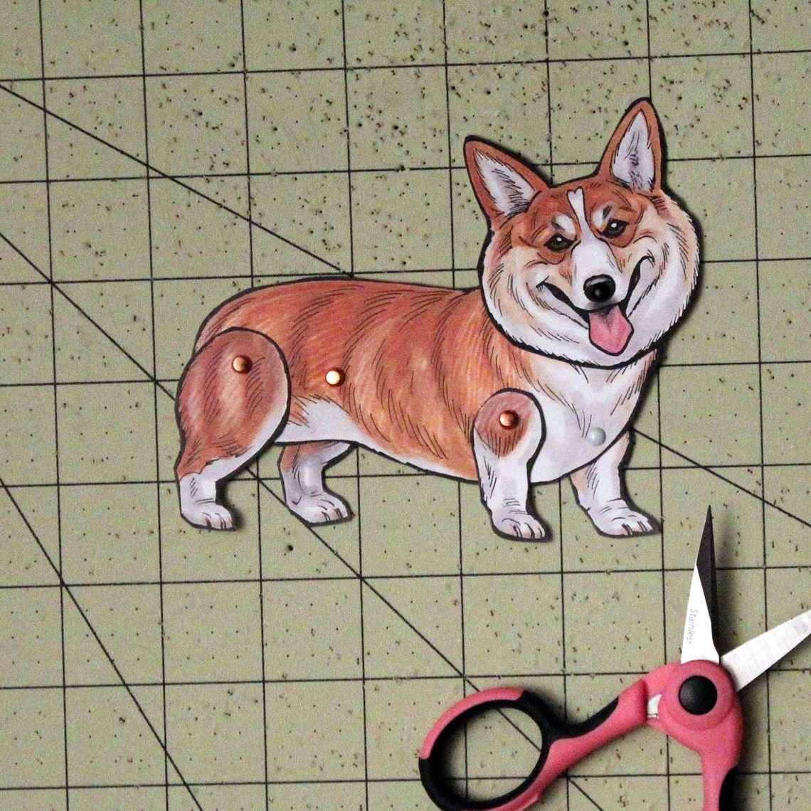 Corgi Articulated Paper Doll Gift Tag or Magnet - Etsy