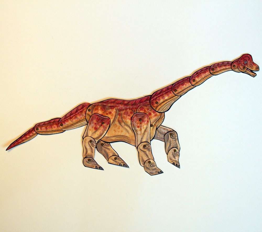 Brontosaurus Dinosaur Articulated Paper Doll Jointed | Etsy