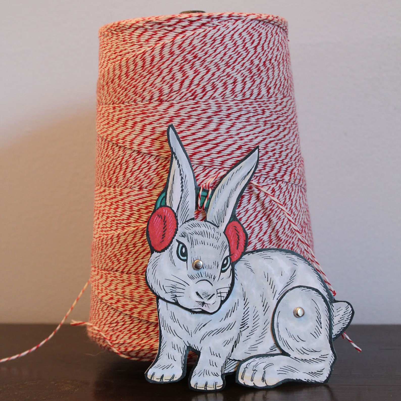 Rabbit Jointed Gift Tag or Bunny Christmas Ornament Mini | Etsy