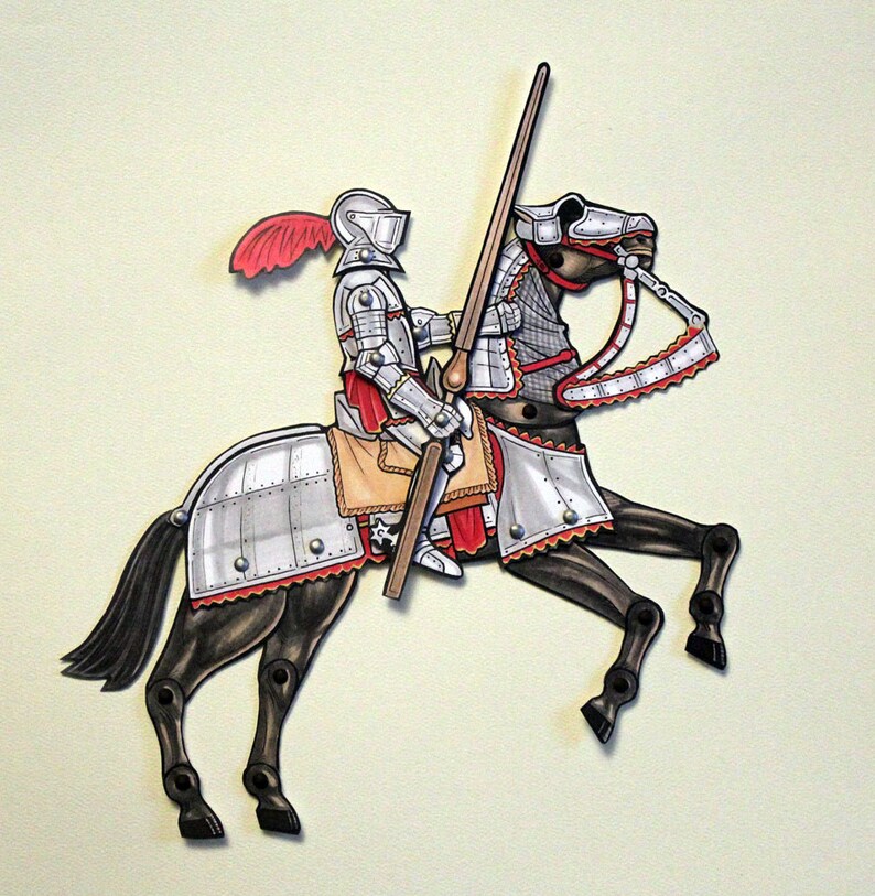 Armored Knight on Horse Paper Doll Articulated Medieval - Etsy