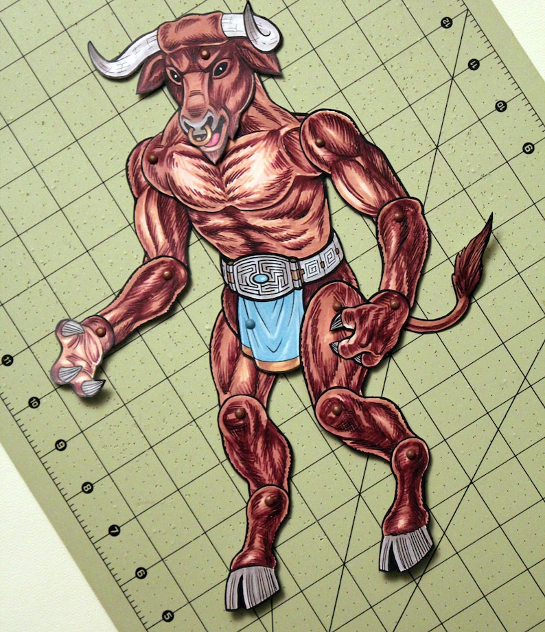 Minotaur Articulated Paper Doll - Etsy