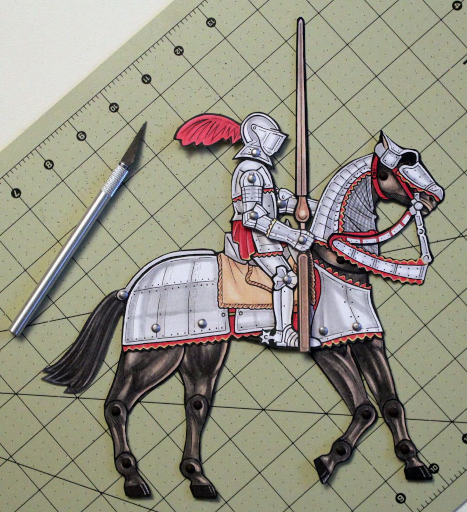 Armored Knight on Horse Paper Doll Articulated Medieval - Etsy