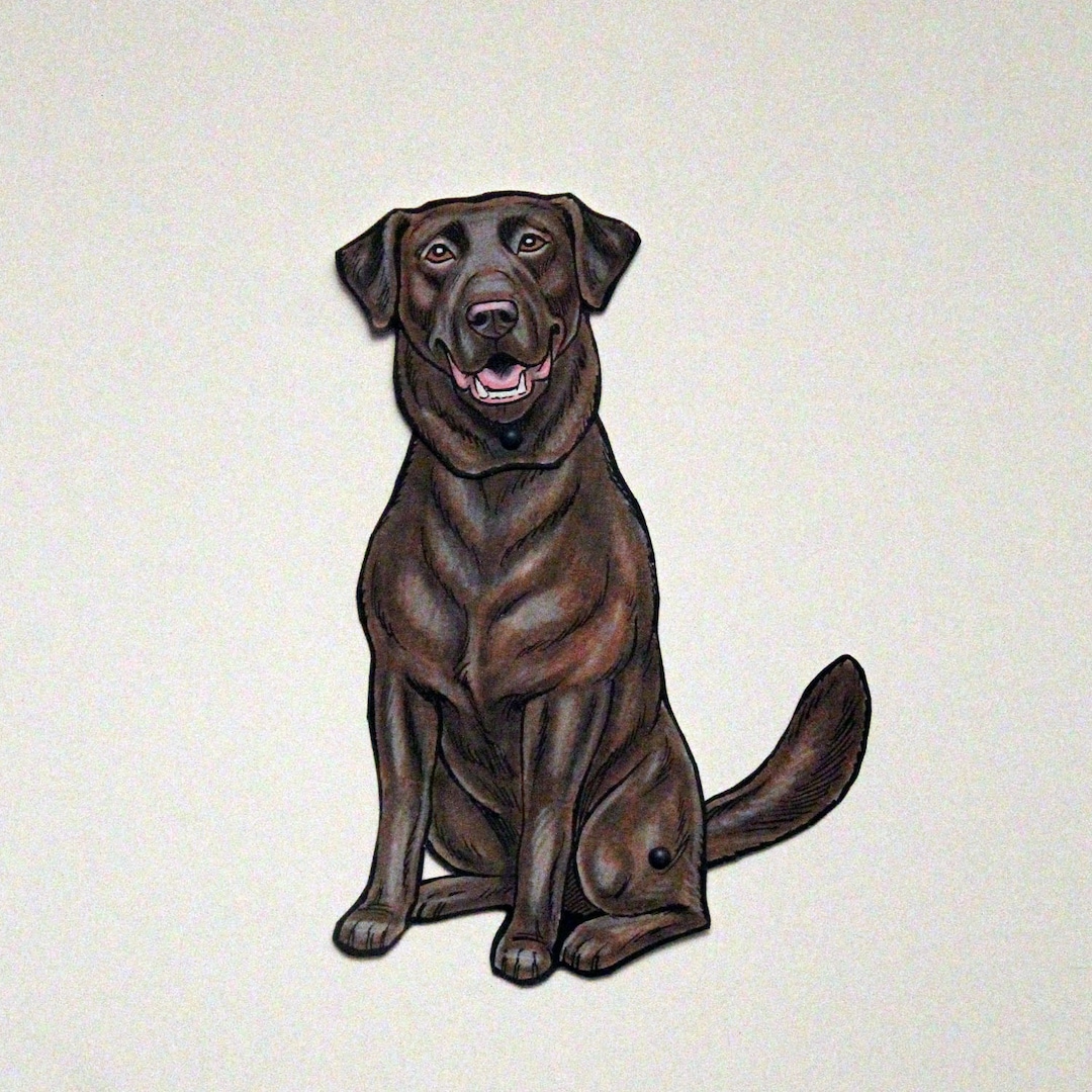 Chocolate Lab Labrador Retriever Articulated Paper Doll, Gift Tag or ...