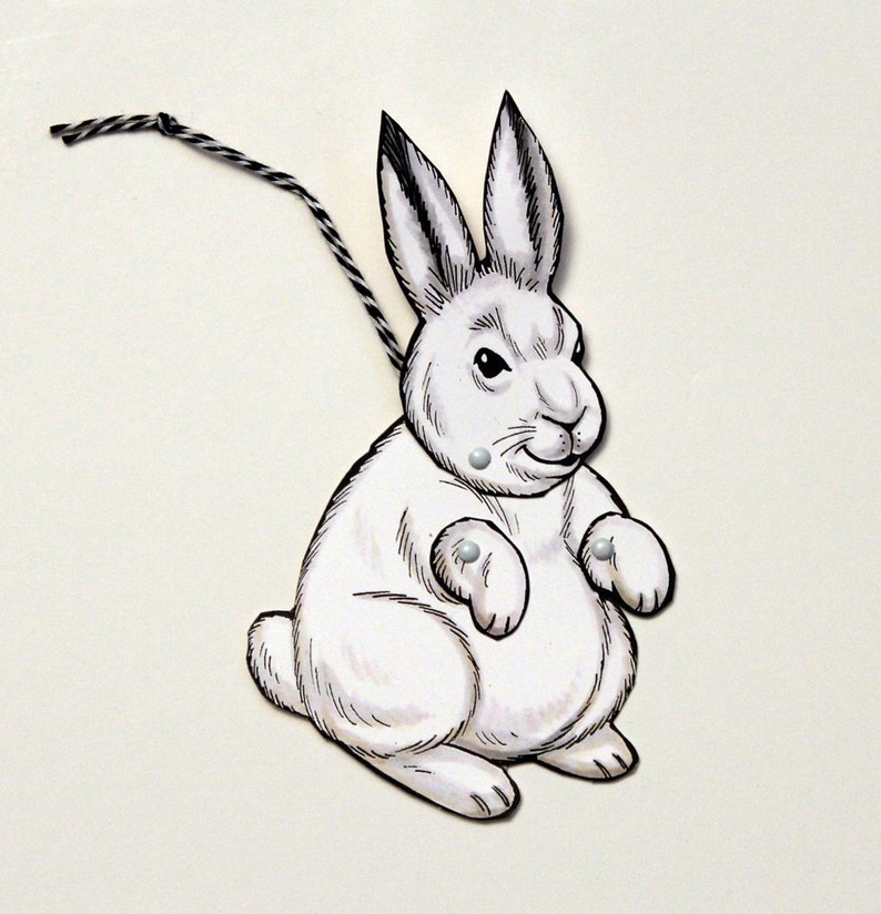 White Rabbit Arctic Hare Jointed Gift Tag or Ornament Mini - Etsy