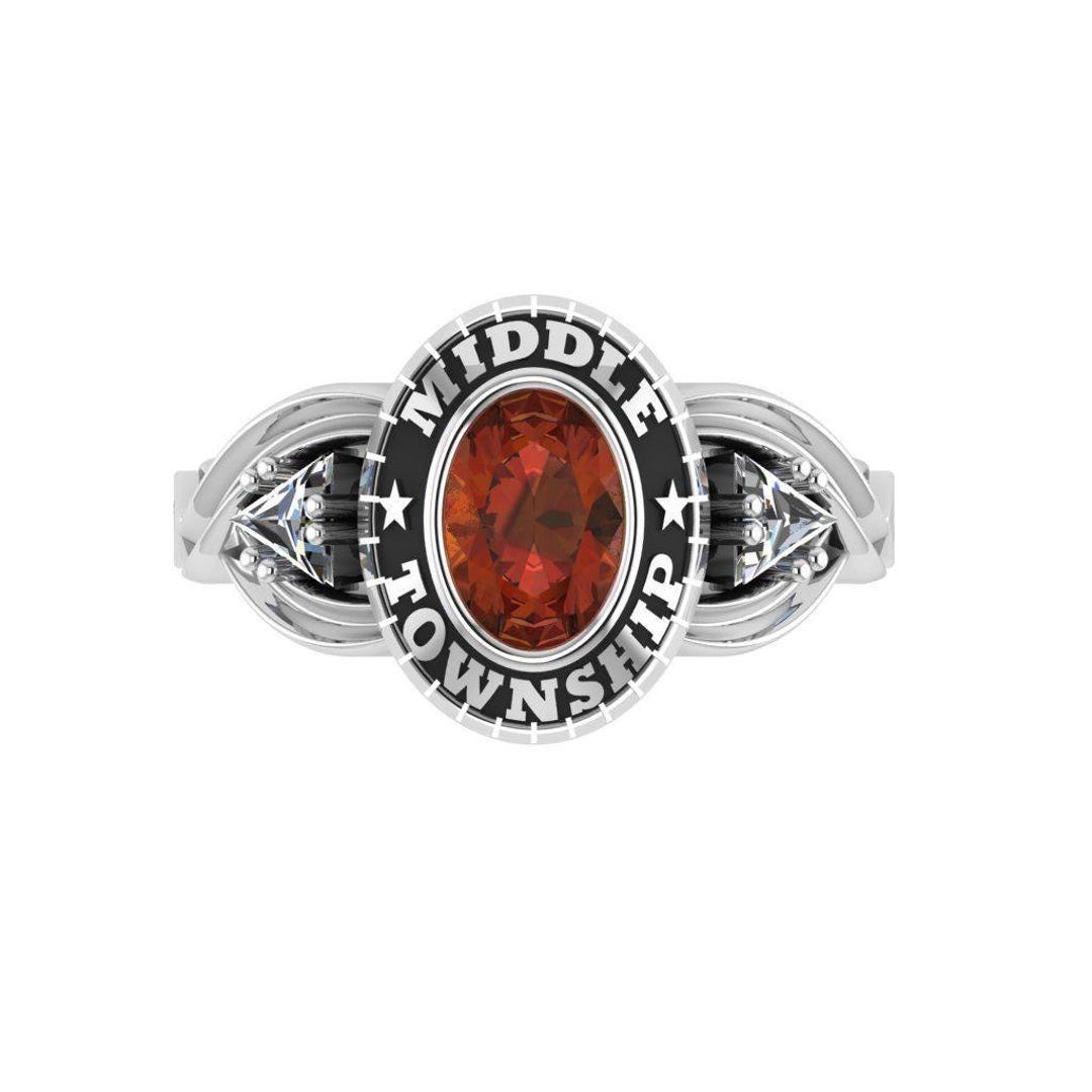 Personalized Oval Birthstone Class Ring – Women’s 925 Sterling Silver ...