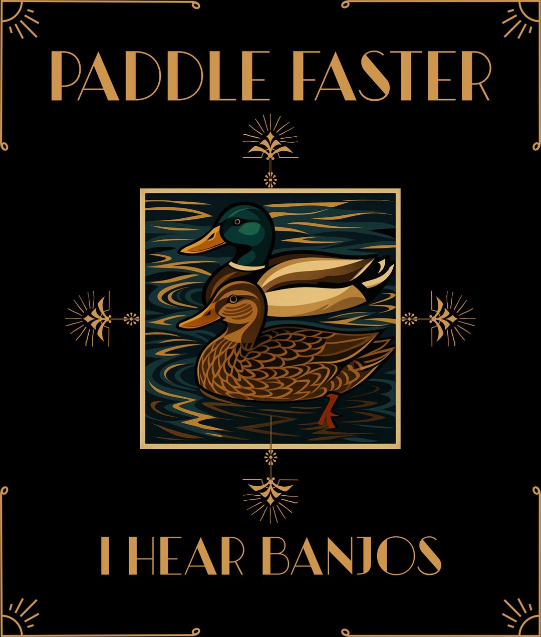 Paddle Faster, Funny Duck Design Art Deco Style (digital Download) - Etsy