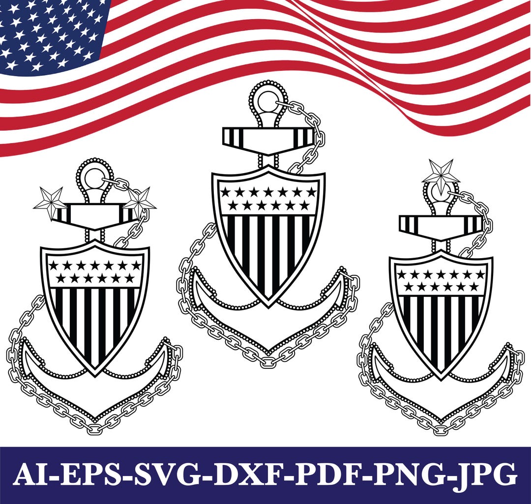 US Coast Guard Chief Anchor Vector Art: CNC Laser Cut Files (digital ...