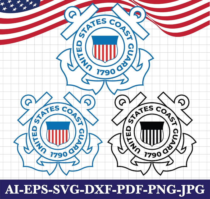 United States Coast Guard Logo, Svg, Vector, Ai, Eps, Pdf, Png, Cricut ...
